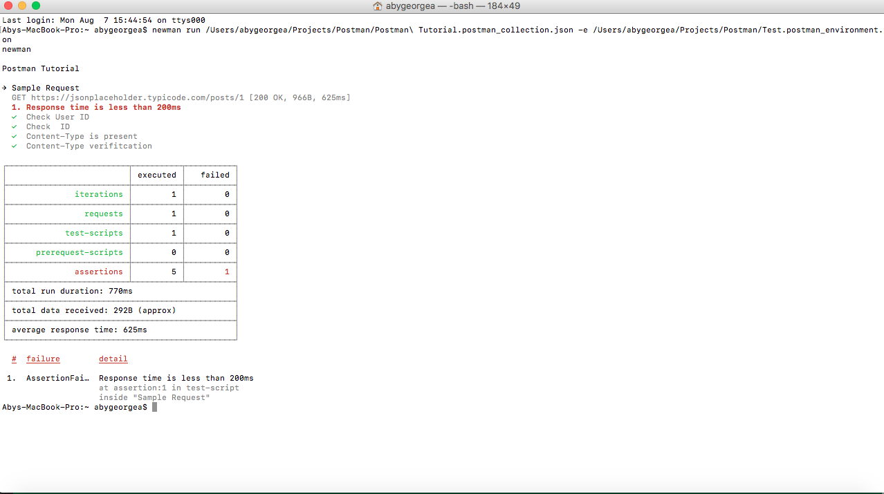 Running Postman Collection Using Newman Aby George A